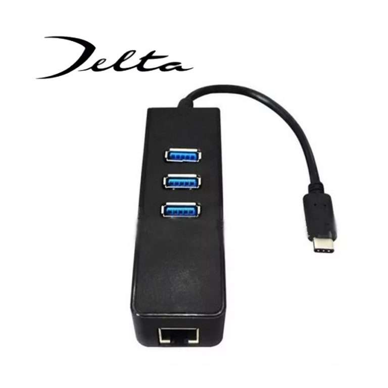 ADAPTADOR DELTA USB-C 3.1 A LAN RJ45 GIGABIT + HUB 3 PUERTOS USB 3.0 ...