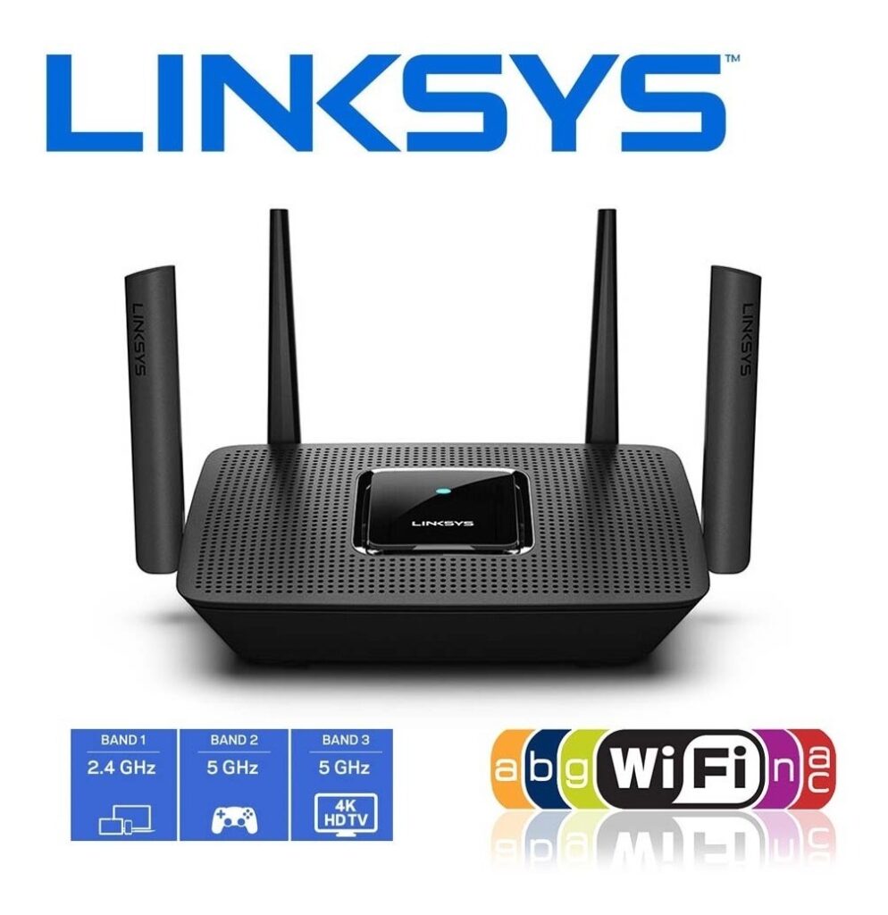 ROUTER WIRELESS AC2200 LINKSYS MR8300 MU-MIMO 4x4 TRI BAND GIGABIT USB 3.0 CUATRO ANTENAS - TECNIT